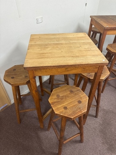 Locally Hand Made Silky Oak High Table with 4x Stools