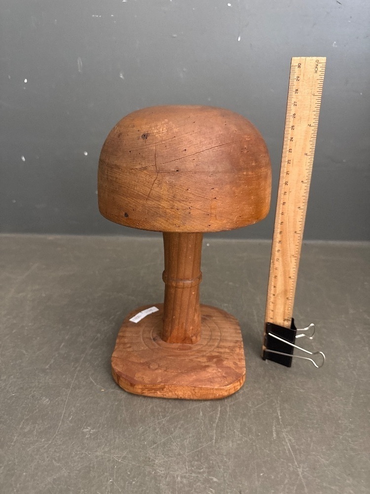 Wooden Hat Block on Stand