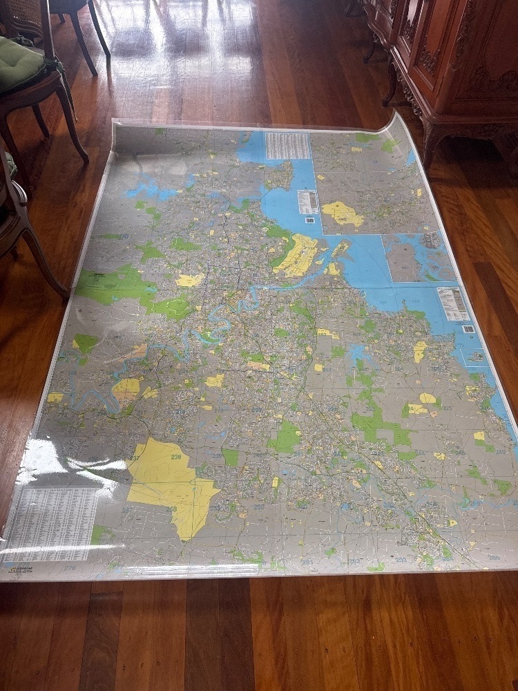 Large laminated map of Brisbane