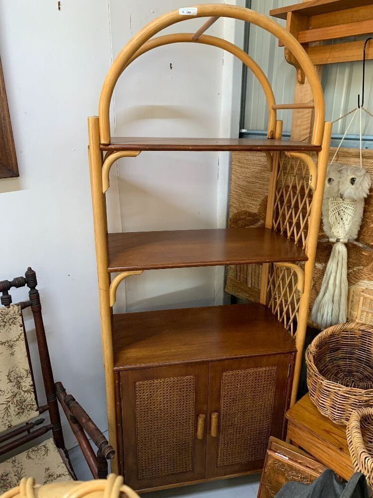 Large Boho Arched Cane Unit with 2 Doors