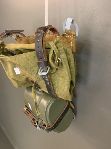German WW2 Backpack, Webbing A-frame with Leather Straps, Mess & Iron ...