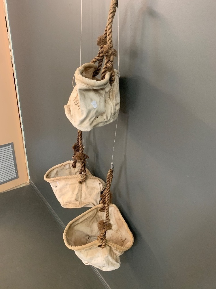 3 x WW2 Rope Handled Canvas Water Buckets Dated 1943