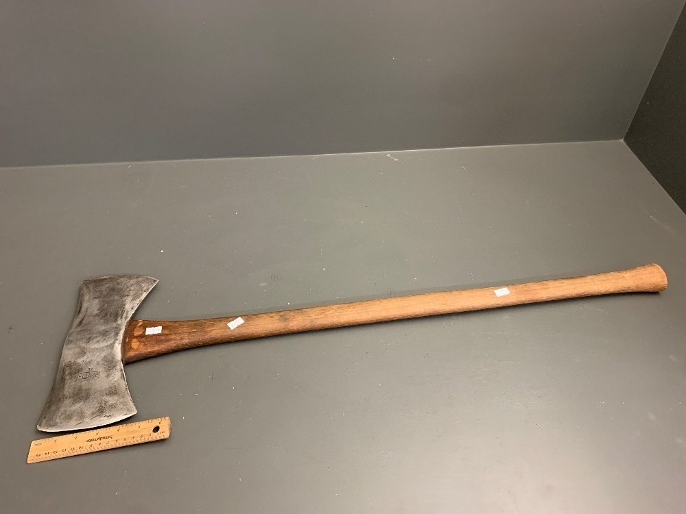 Vintage Double Headed Plumb Axe Marked 3/2