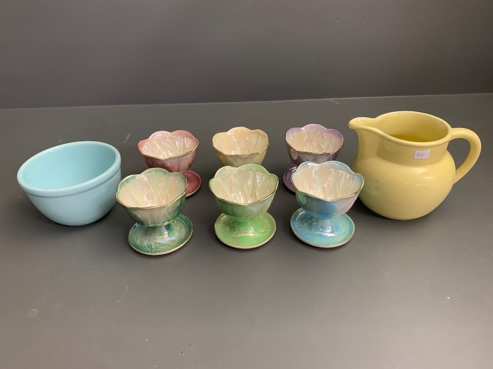 Vintage Fowler Yellow Jug and Blue Pudding Basin Set of 6 Vintage ...