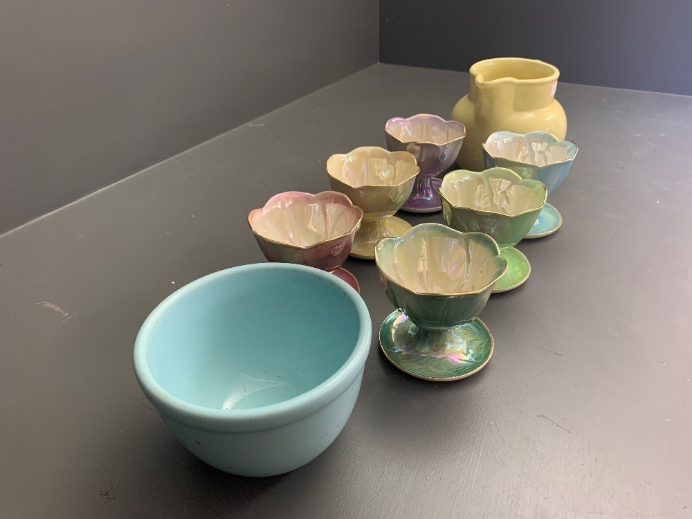 Vintage Fowler Yellow Jug and Blue Pudding Basin Set of 6 Vintage ...