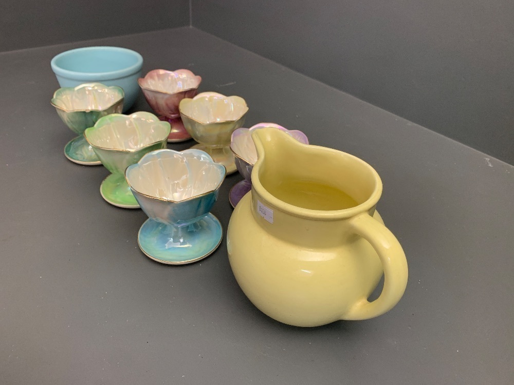 Vintage Fowler Yellow Jug and Blue Pudding Basin Set of 6 Vintage ...