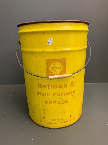 Vintage Shell Retinax A 45lb Grease Drum - No Lid