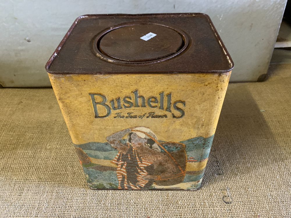 Vintage 6lb Bushells Yellow Tea Tin
