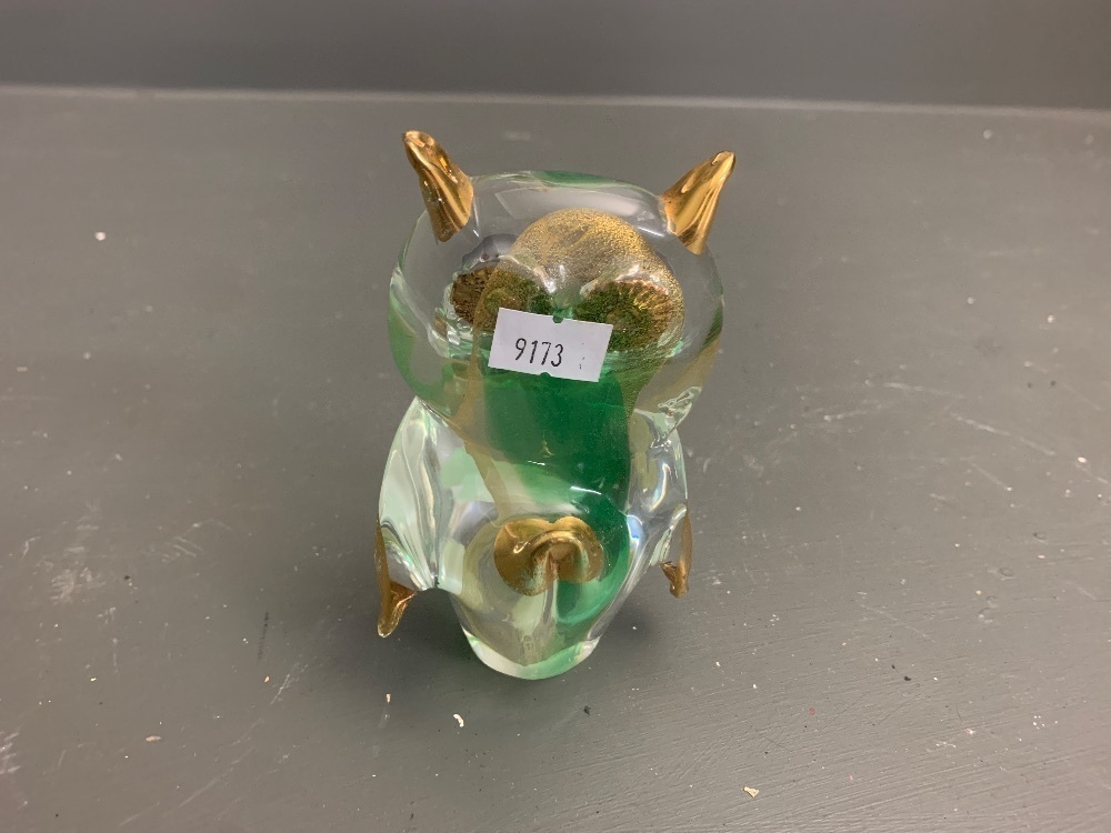 Vintage Murano Glass & 24k Gold Owl with Label