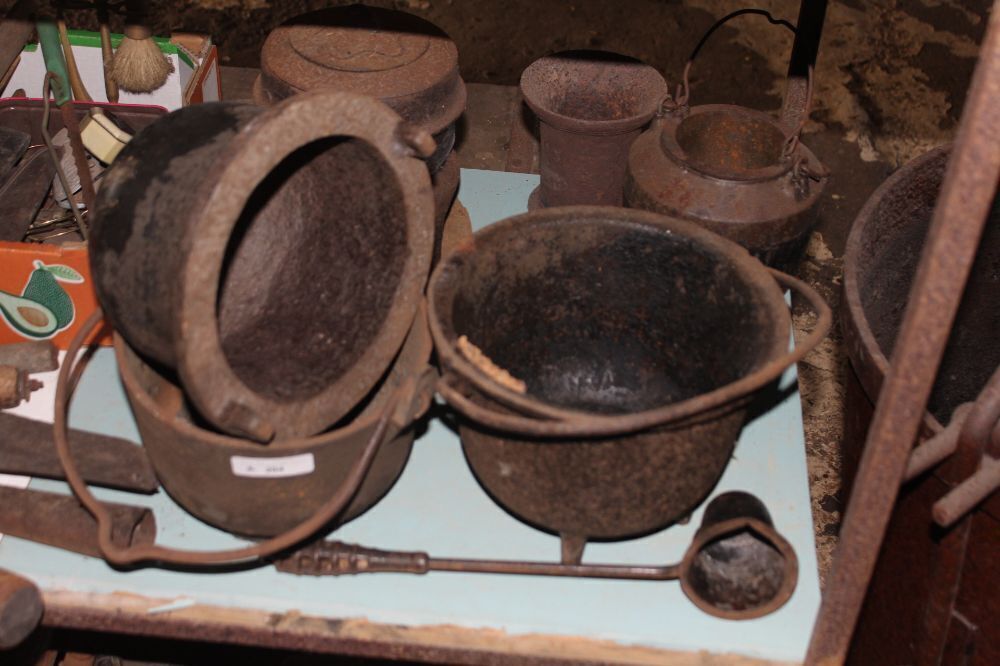 2 Vintage Cast Iron Crucibles - 1 On Legs