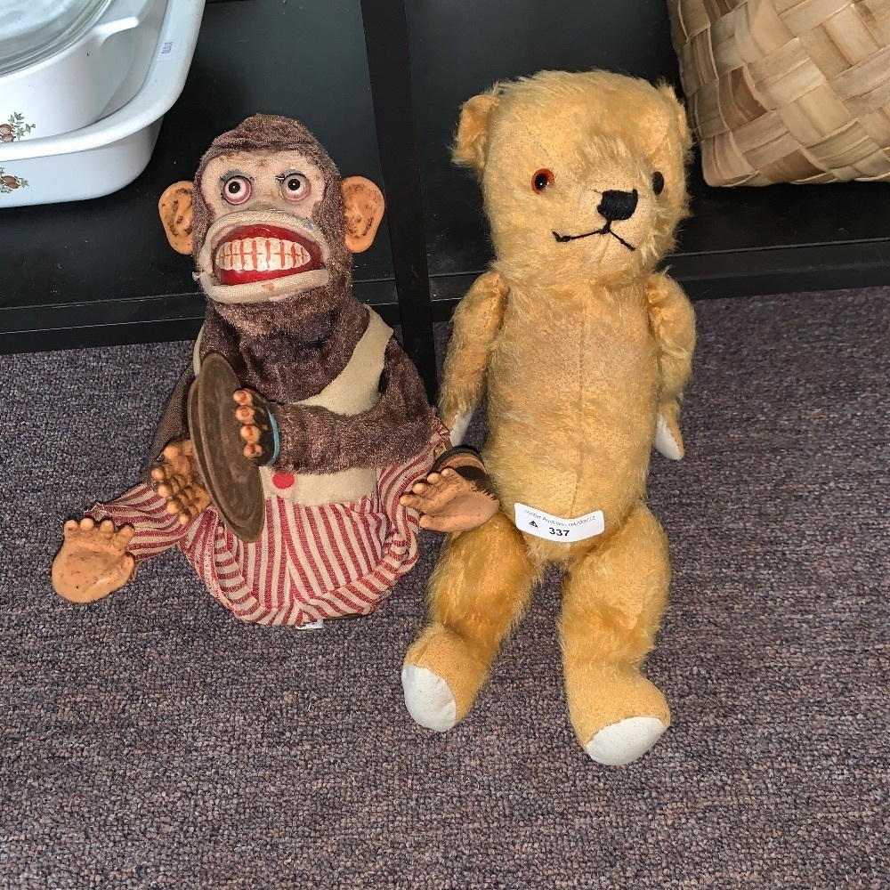 Vintage Japanese Musical Monkey Automaton Vintage Teddy Bear
