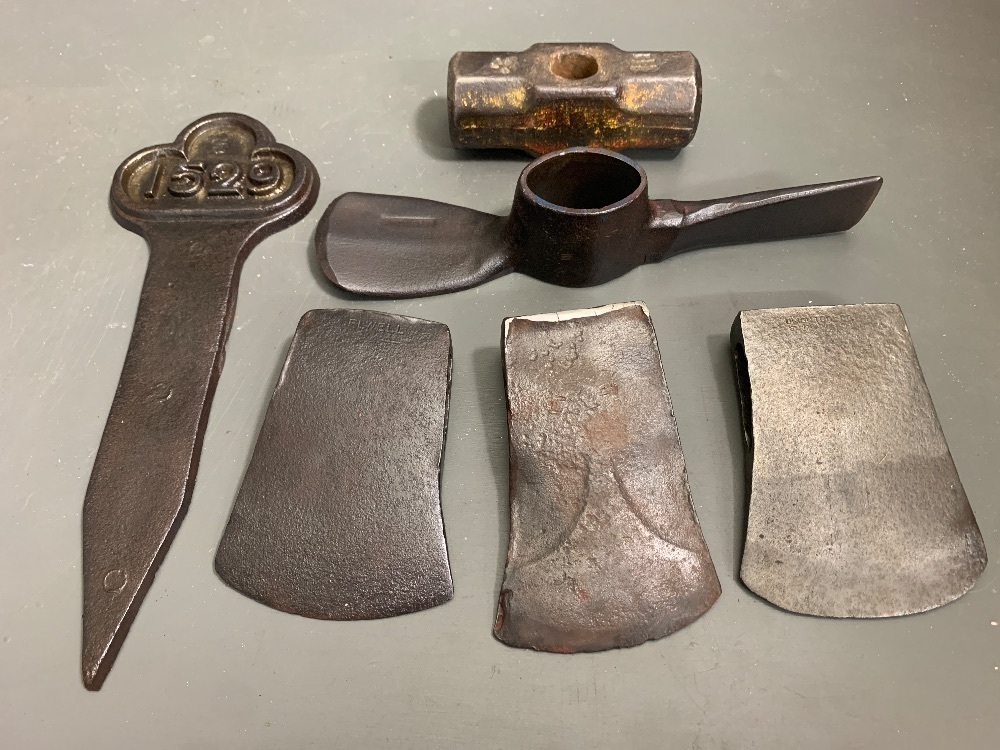 Lot of Axe, Mattock and Hammer Heads Vintage Cast Iron Grave Marker ...