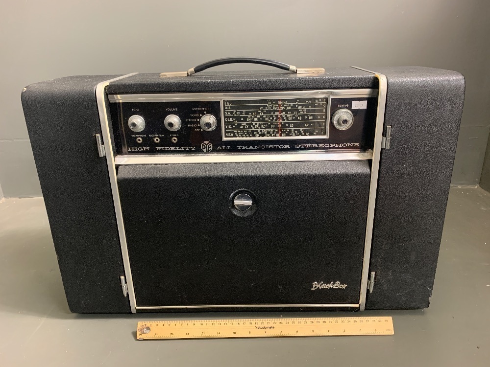 Vintage Australian Retro Pye Black Box - High Fidelity Radiogram with ...