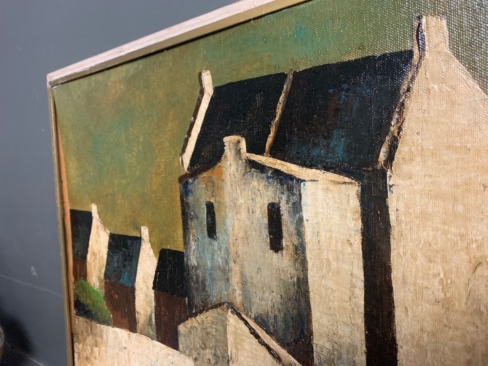 Yellow Buildings Scene Artwork - unsigned