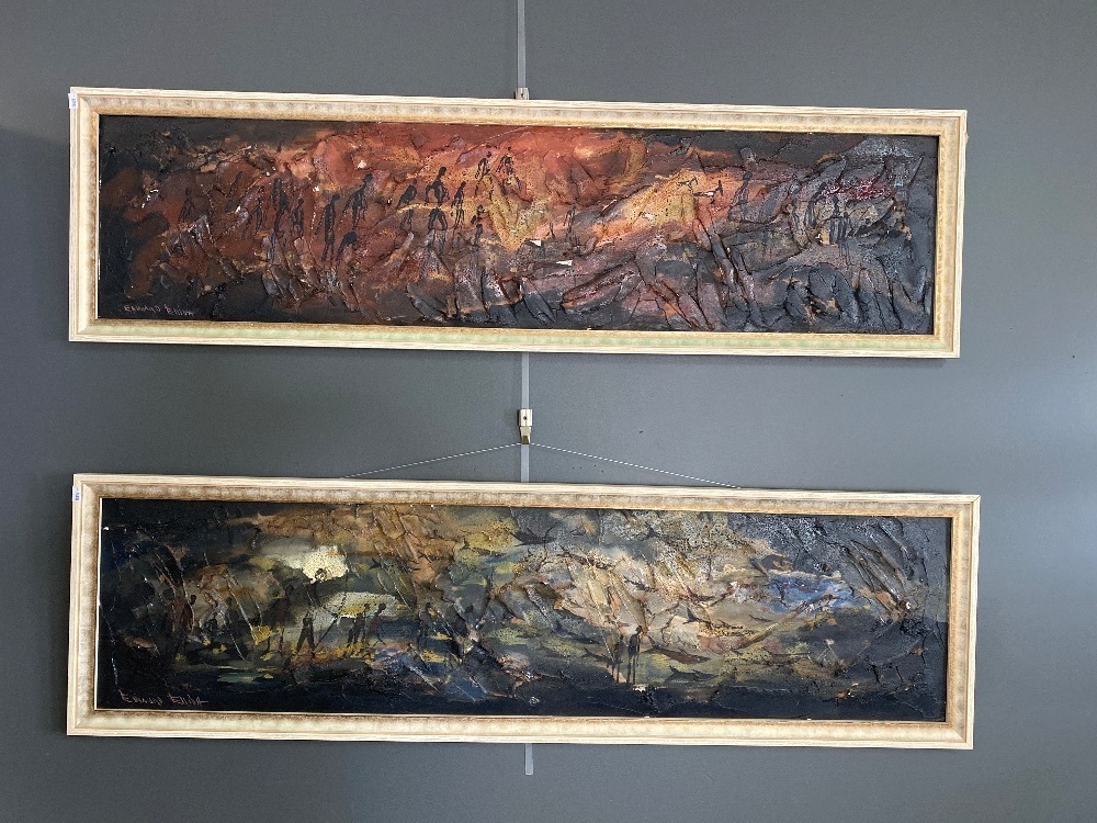 2 Framed Original Paintings - Possibly Sand/Oil - Signed - Edward M ...