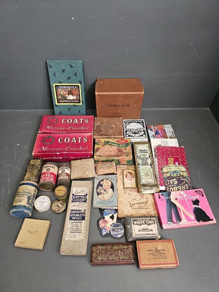 Collection of Antique and Vintage Household Boxes and Tins