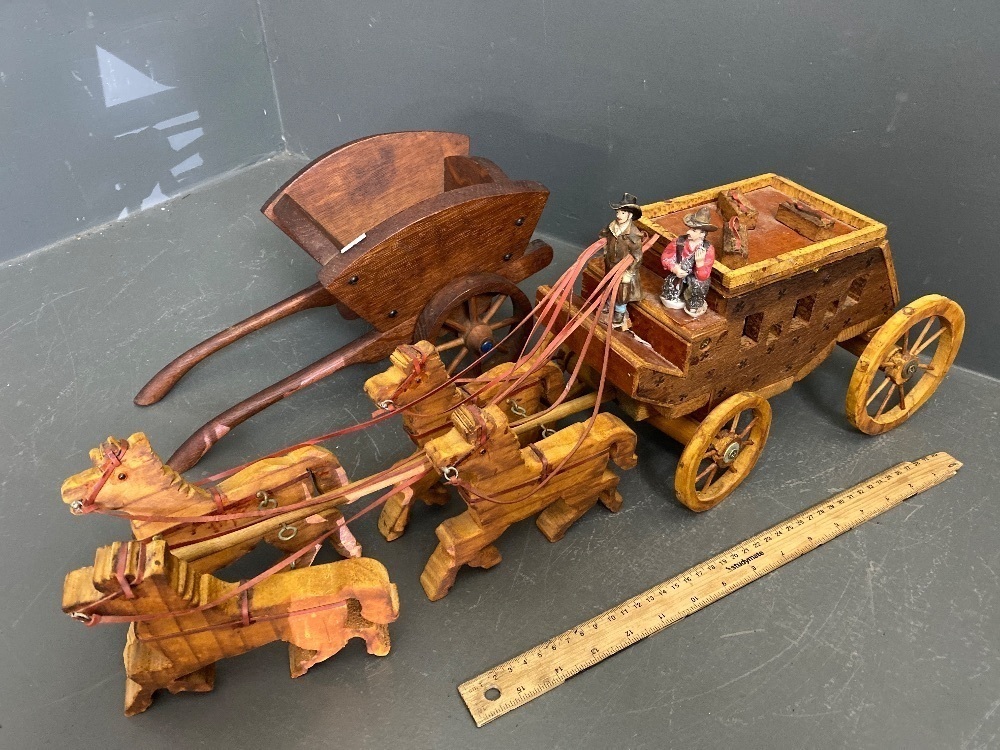 Large Handmade Wooden Horse Carriage & Cart