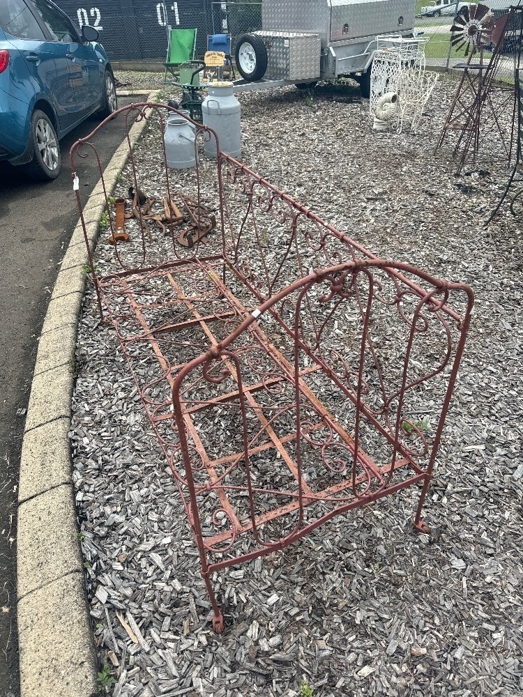 Vintage decorative forged iron single baby cot frame